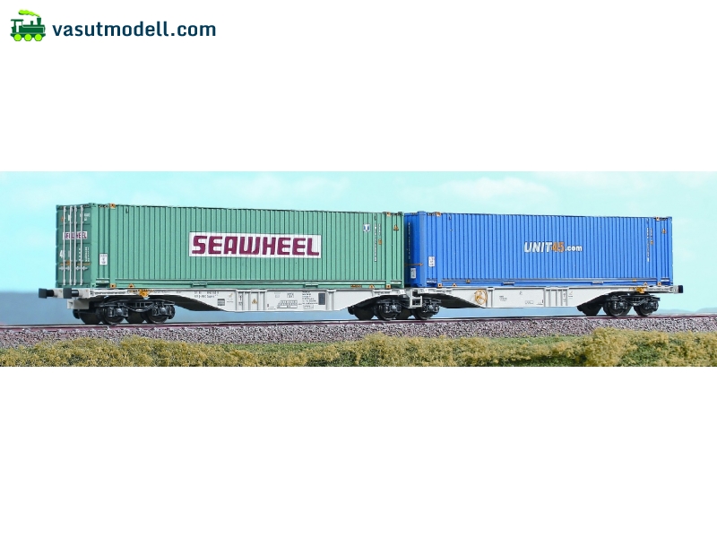 ACME 40272 Containerwagen, Typ Scqrnrss 90 Doppelmodul vermietet an Hector Rail, mit Seawheel e ...